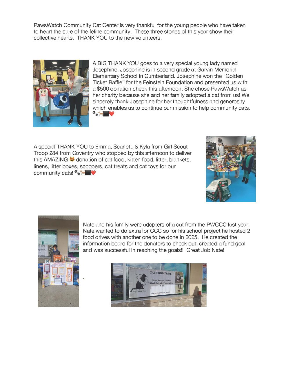 PawsWatch Student Helpers | PawsWatch Community Cat Center